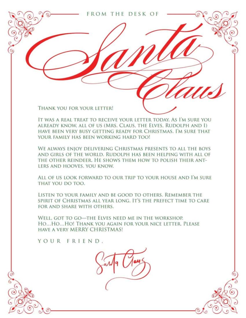 letter from santa to kids free printable - MIT Printable